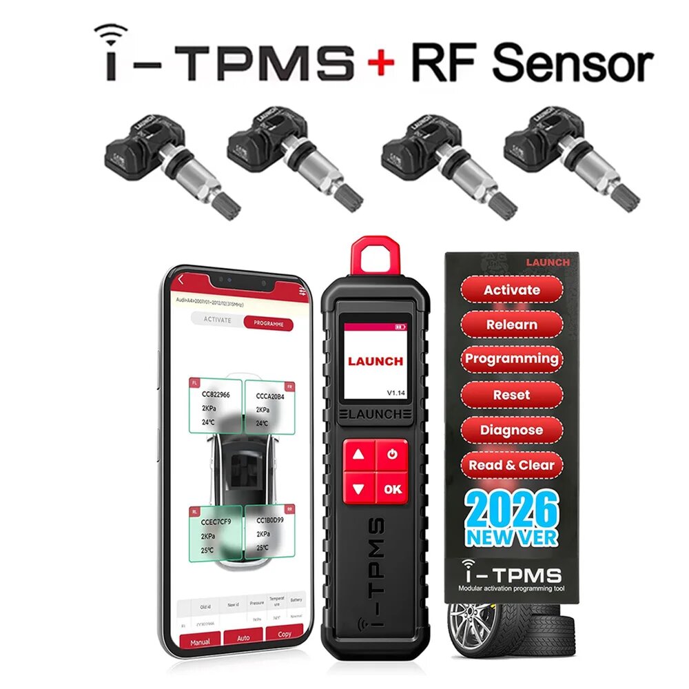 Диагностический инструмент для измерения давления в шинах LAUNCH X431 I-TPMS with 4 Rubber Sensor