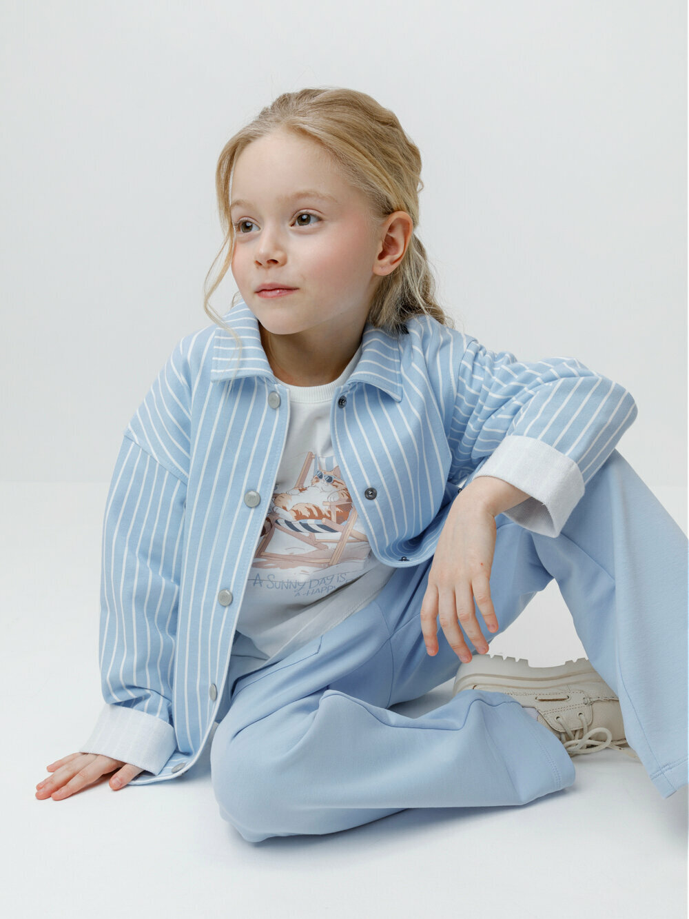 Рубашка хлопковая рубашка на кнопках для девочки