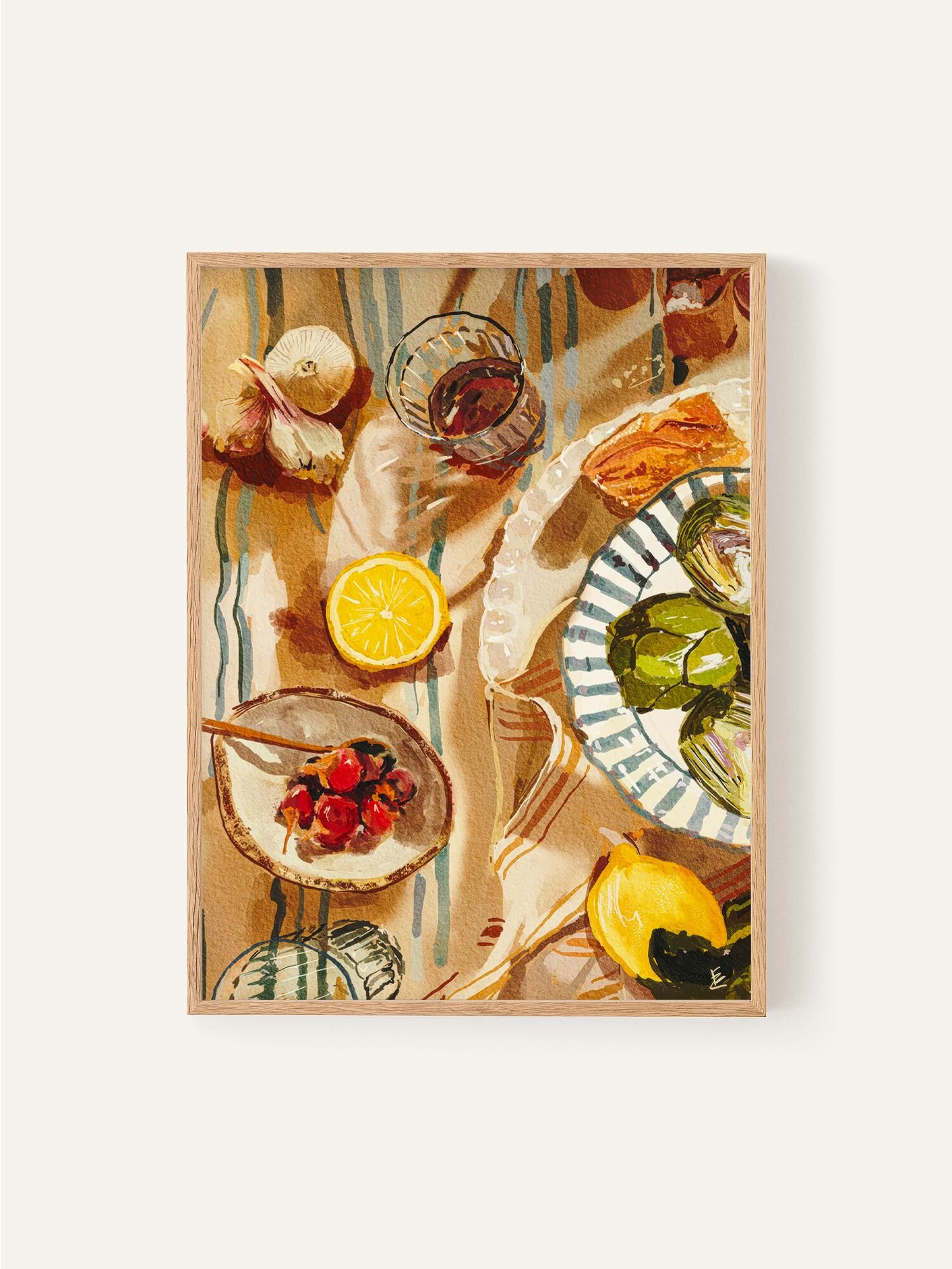 Постер "Средиземноморский обед" 30х40 на стену для интерьера без рамки