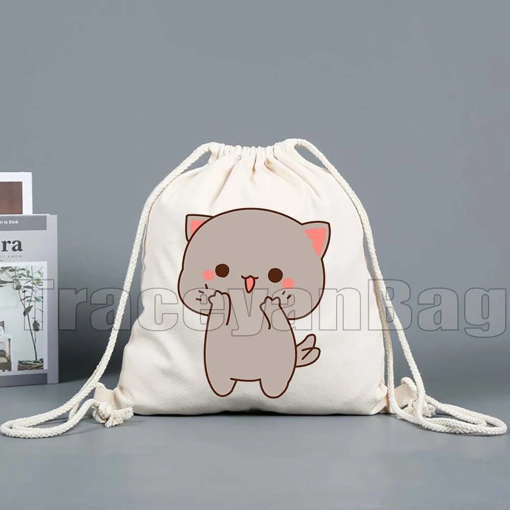 Эстетическая милая пара медведей, каваи, животное, мультфильм, милые холщовые сумки с принтом 1924