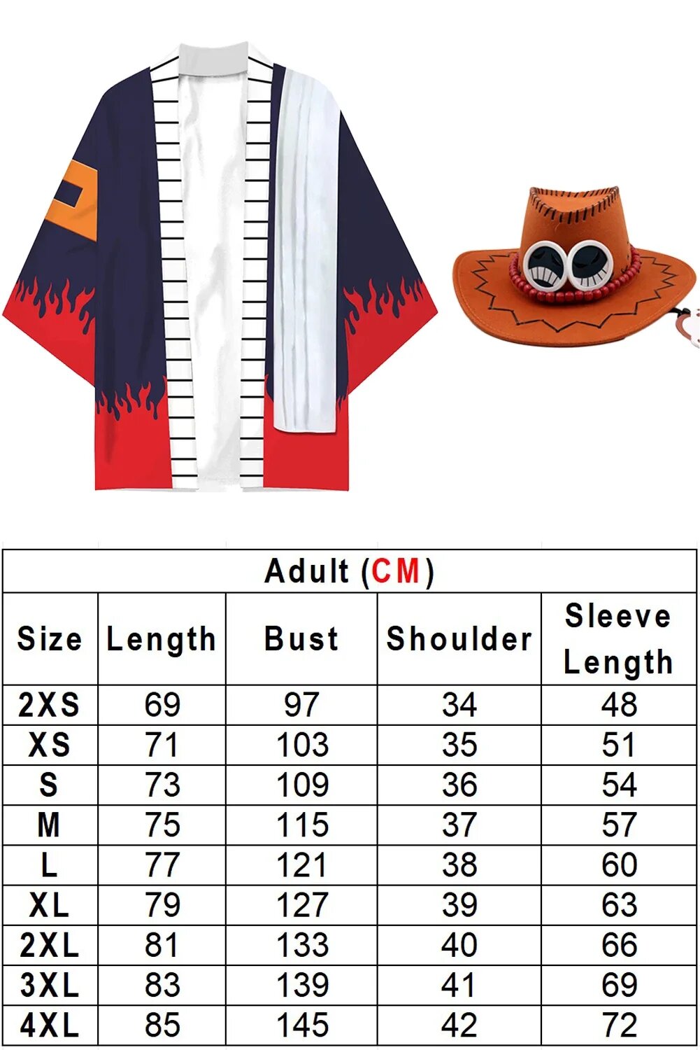 Косплей костюм Портгас Д Ace из аниме One Piece L, Мульти, разноцветный