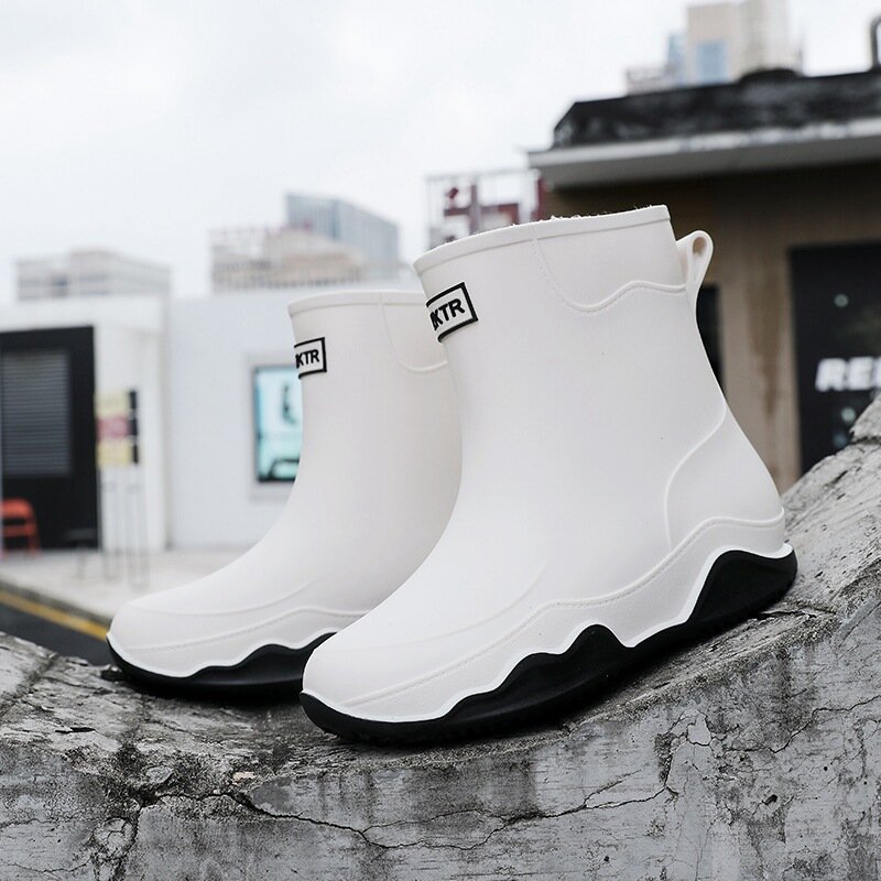 Резиновые сапоги, мужские и женские пластиковые нескользящие сапоги до середины икры для воды, сапоги для активного отдыха на воде, теплые резиновые сапоги, резиновые сапоги для пары. Размер обуви. EU:42