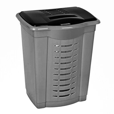 Корзина для белья Домашняя Мода пластмассовая, металлического цвета, 50 л (05001)