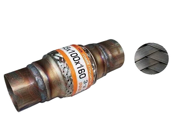 Гофра глушителя EUROEX 45x100x160/3 45x100 с цоколями, общая L = 160 3-х слойная