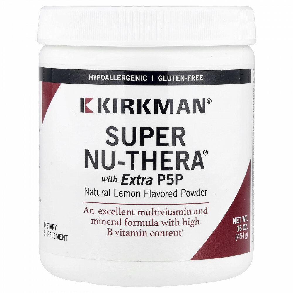 Kirkman Labs, Super Nu-Thera® в порошке с P5P, натуральный лимонный вкус, 454 г (16 унций)