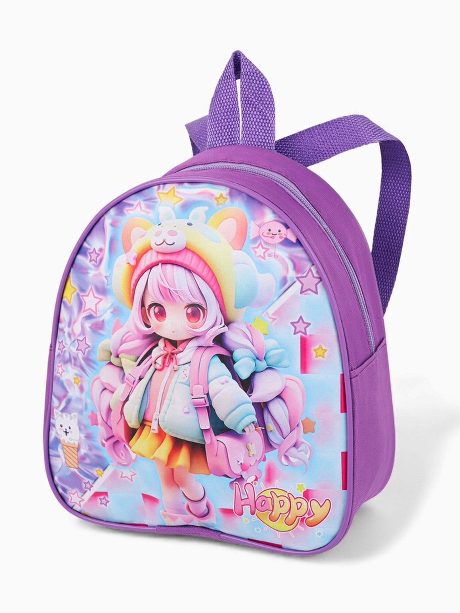 Рюкзак детский для девочки на молнии «Выбражулька», сиреневый
