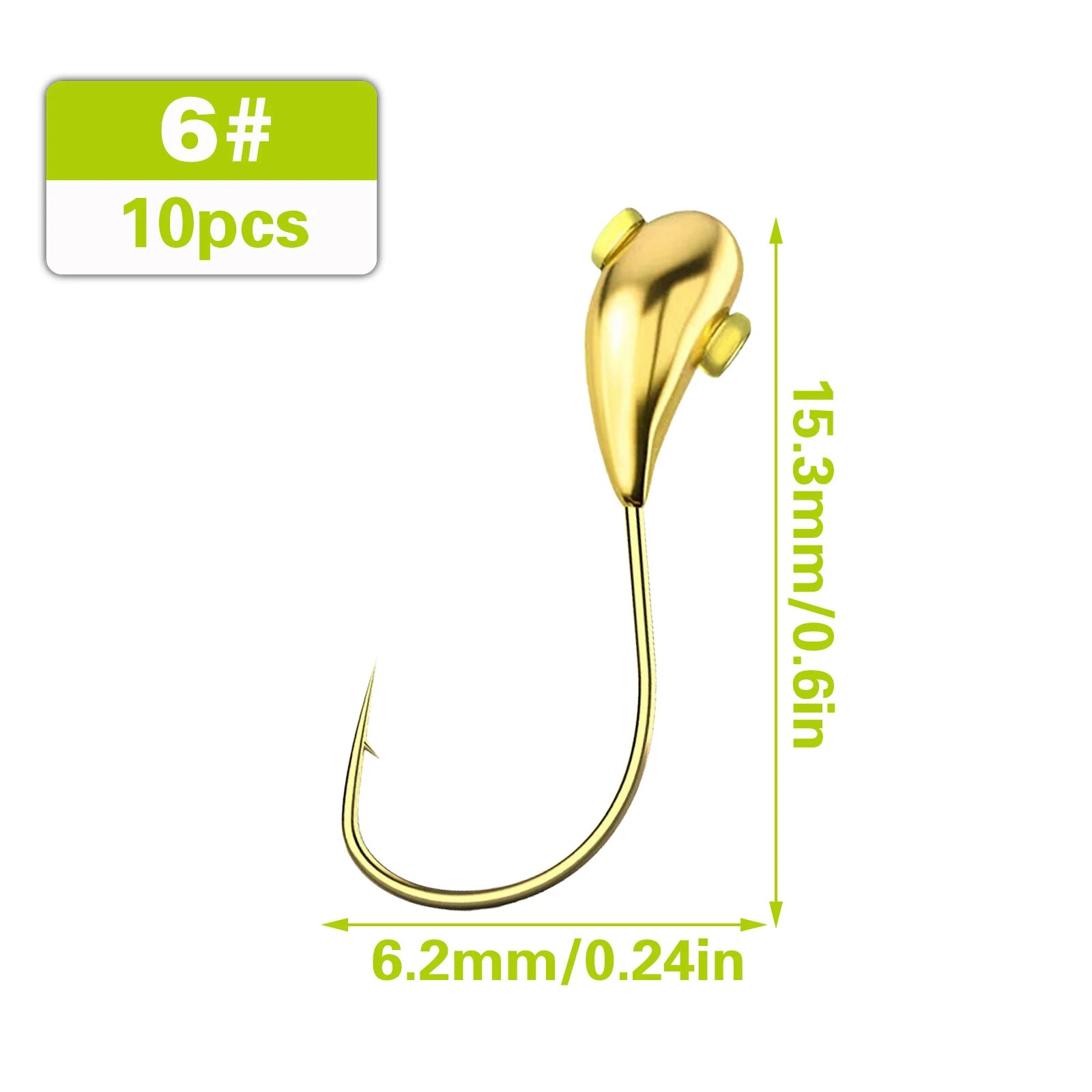 Рыболовные крючки для карпа, golden size6, 10 шт.