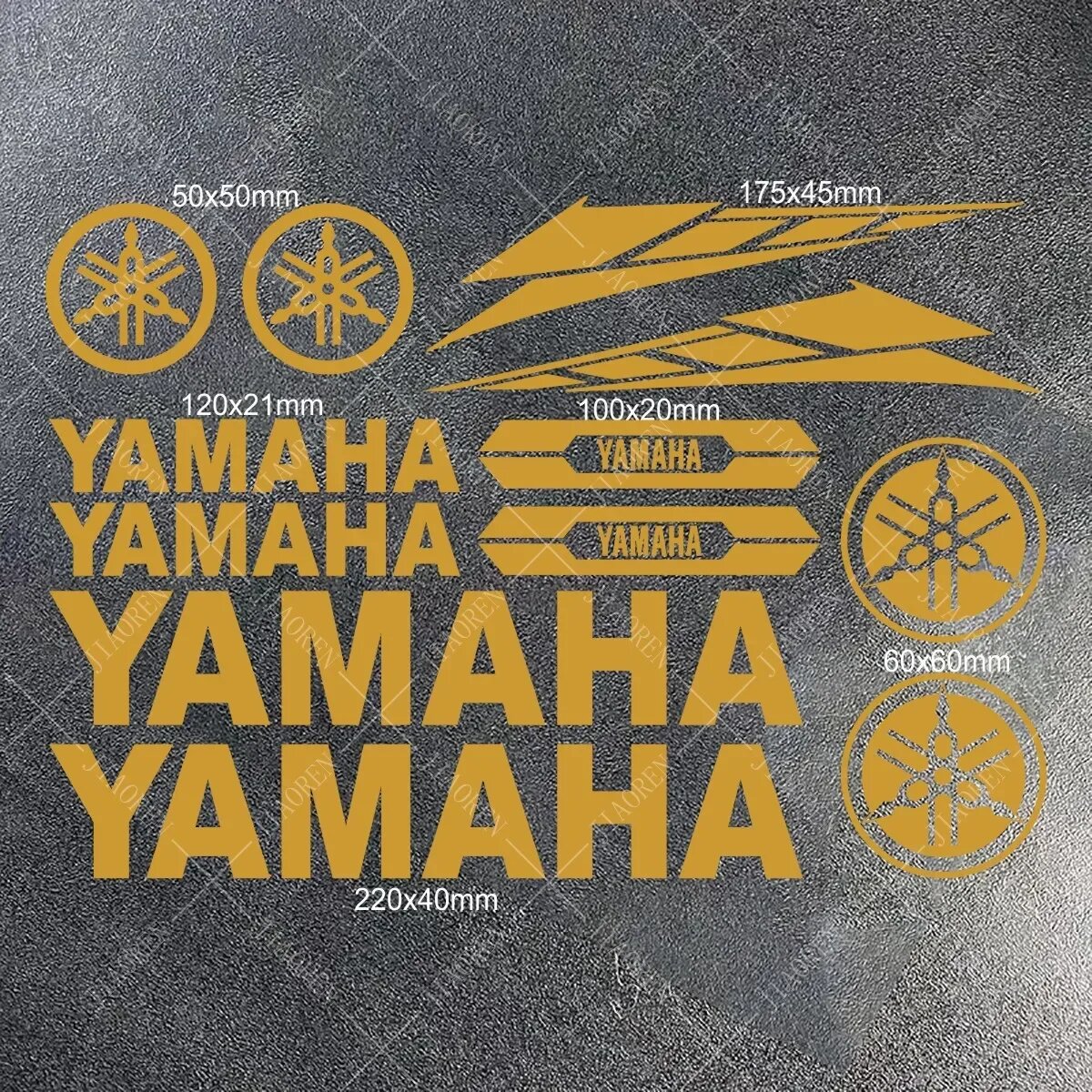 Наклейки Yamaha, желтые, комплект для мото, 50x50, 120x21, 220x40 мм