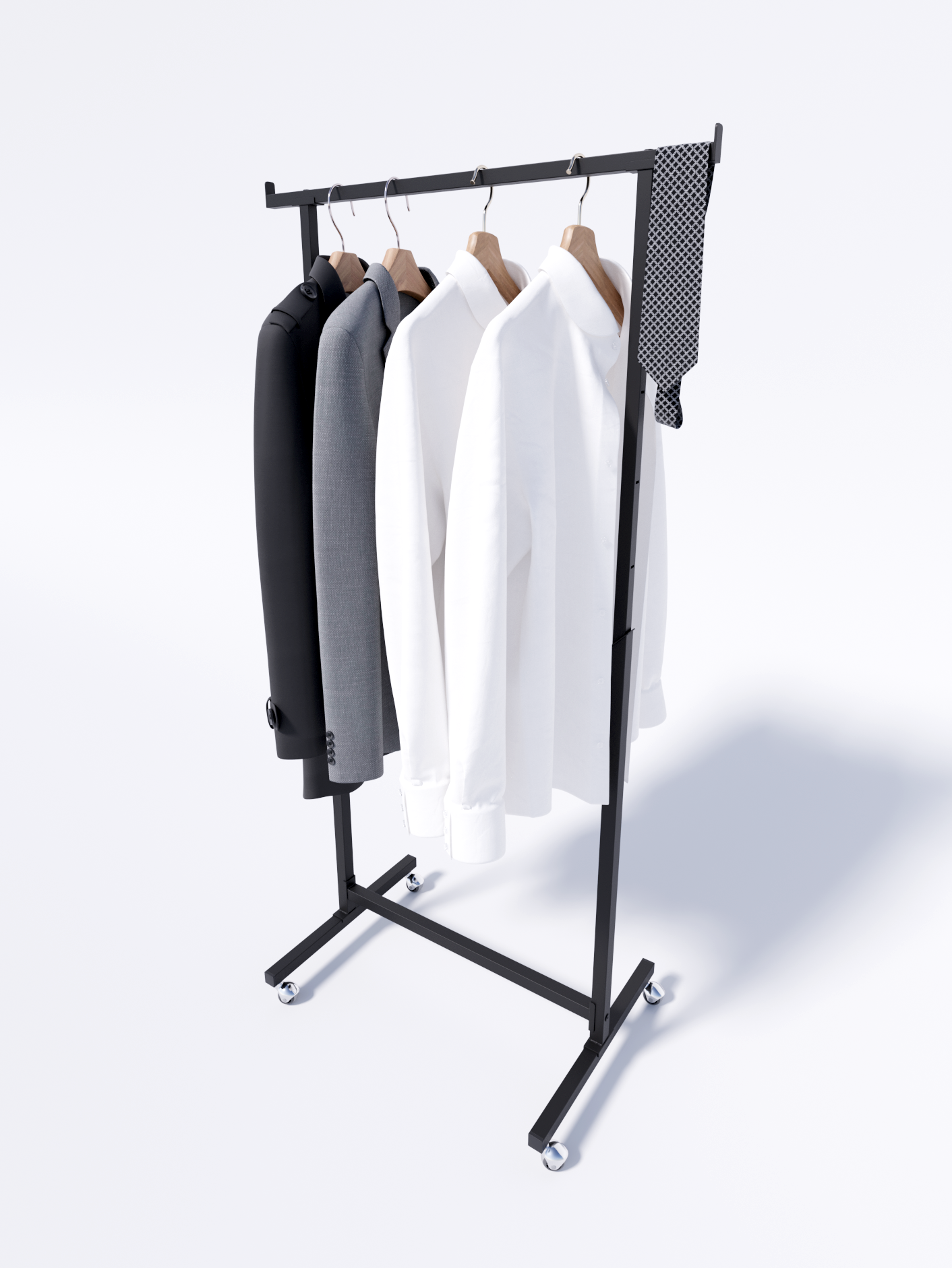 Вешалка напольная COMPATTO-G-NERO на усиленных колесах с регулировкой высота, черная