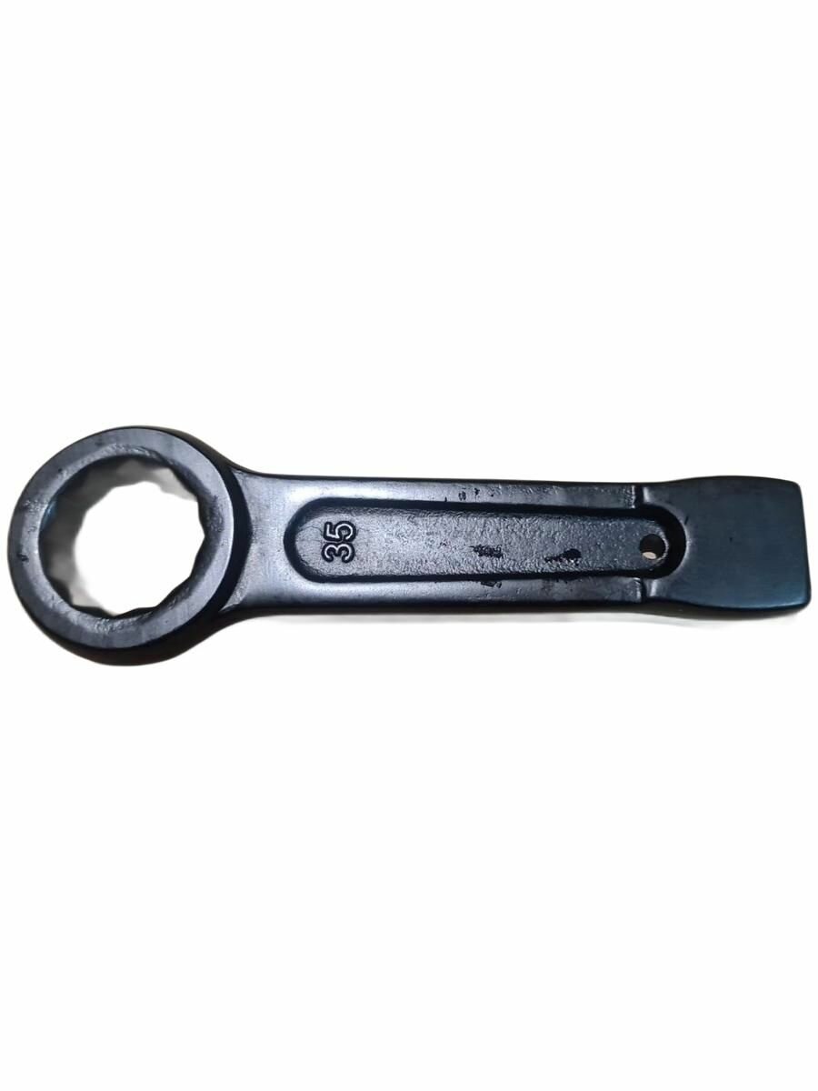 Ключ накидной ударный односторонний 35 мм, легированная сталь, черный.