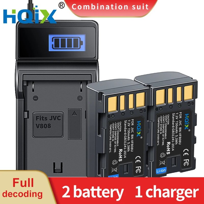 HQIX Батарея для камеры JVC BN-VF808U 2 Battery 1 Charger