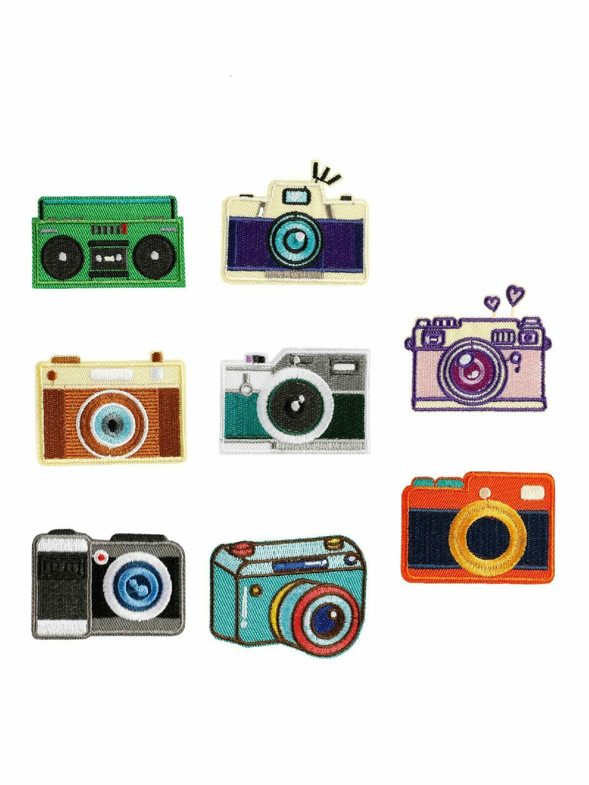 8 цветных вышитых нашивок «Камера»