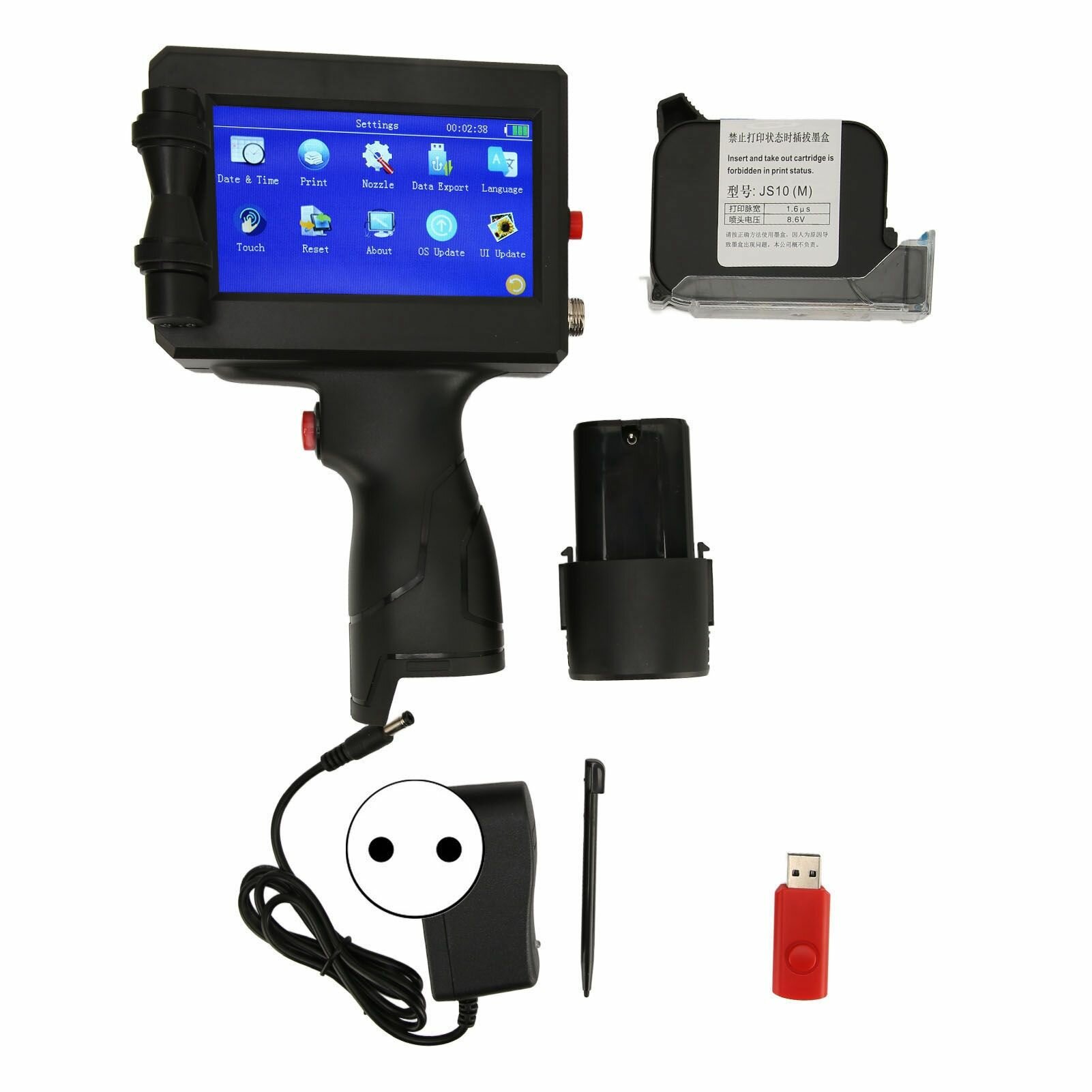 Ручной струйный принтер 4,3" сенсор, 3 точности, 28 языков, 100-240В