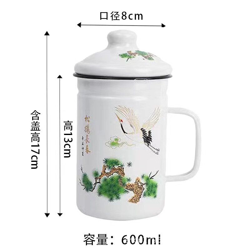 Винтажная эмалированная кружка с крышкой и фильтром, офисная старая кадровая утолщенная небьющаяся высококачественная чайная кружка, железная банка, фарфоровая кружка для воды