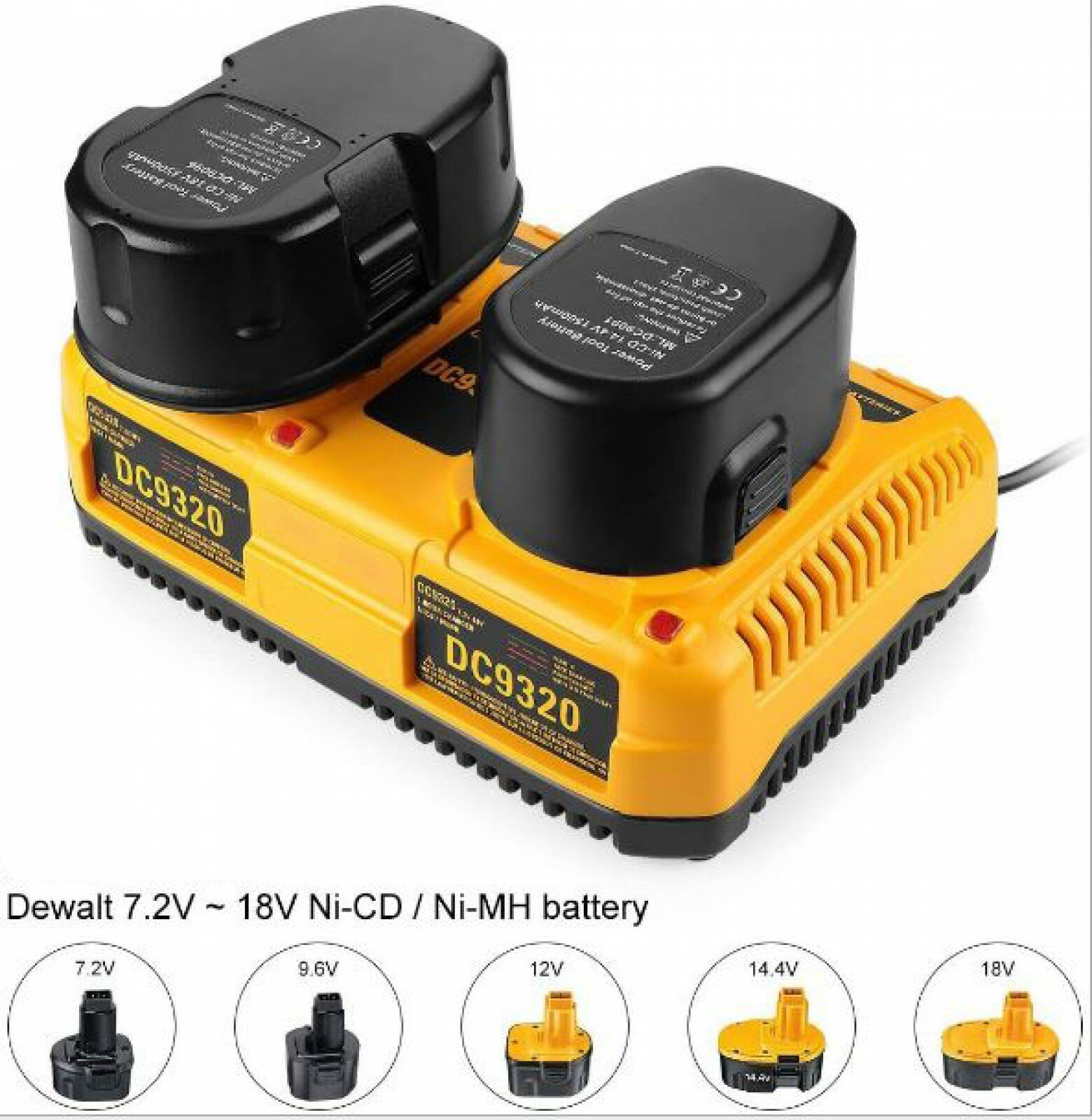 Зарядное устройство MyPads для DEWALT 7.2V-18V 4.0A NiCd и NiMH с двойным зарядом
