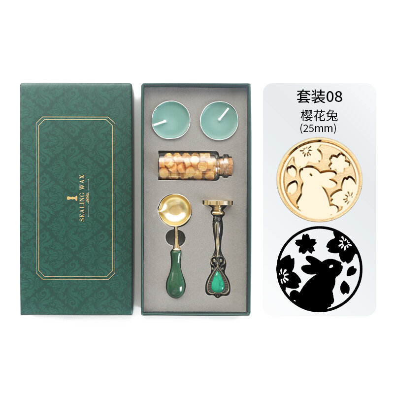 Оптовая продажа от производителя: Набор для печатей из воска, набор восковых бусин, одноголовочный набор для печатей из воска в темно-зеленом цвете.