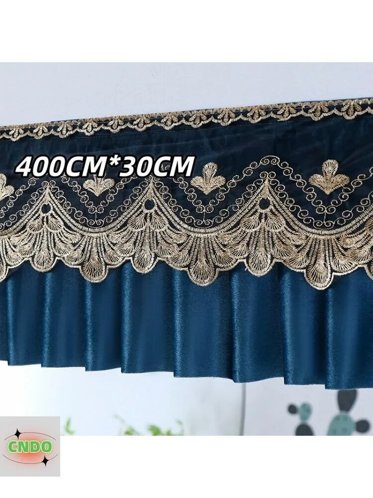 Ламбрекен для штор самоклеящийся, без сверления, короткий, тканевый с кружевом, в европейском стиле