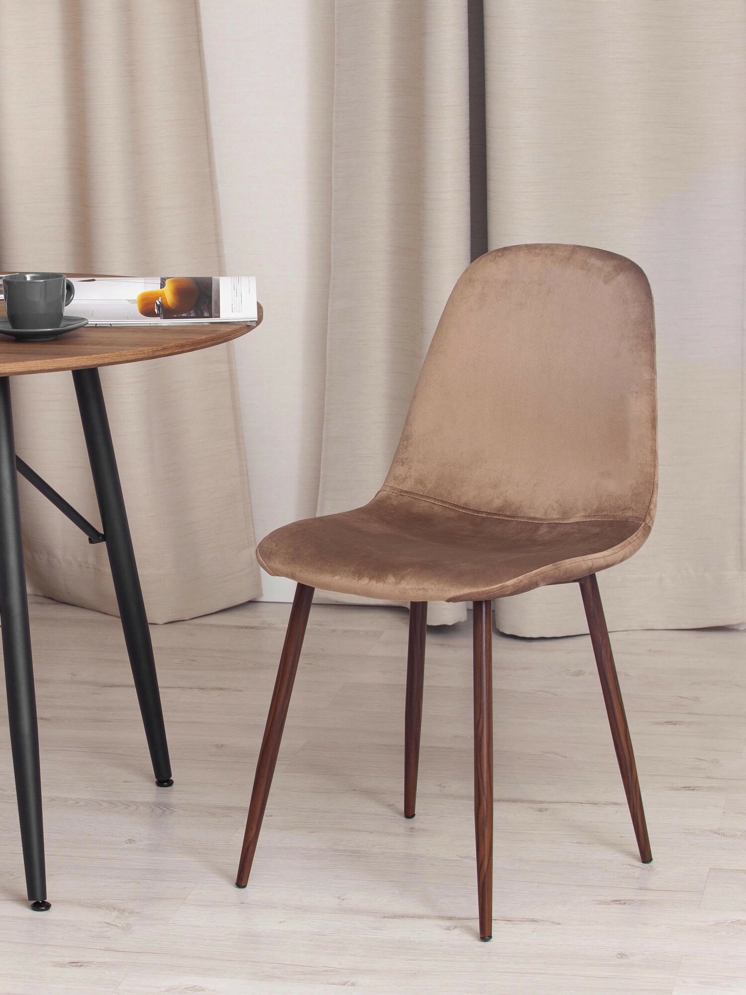 Стул для кухни TetChair мягкий (мод. 4724), ткань, коричневый, 1 шт.