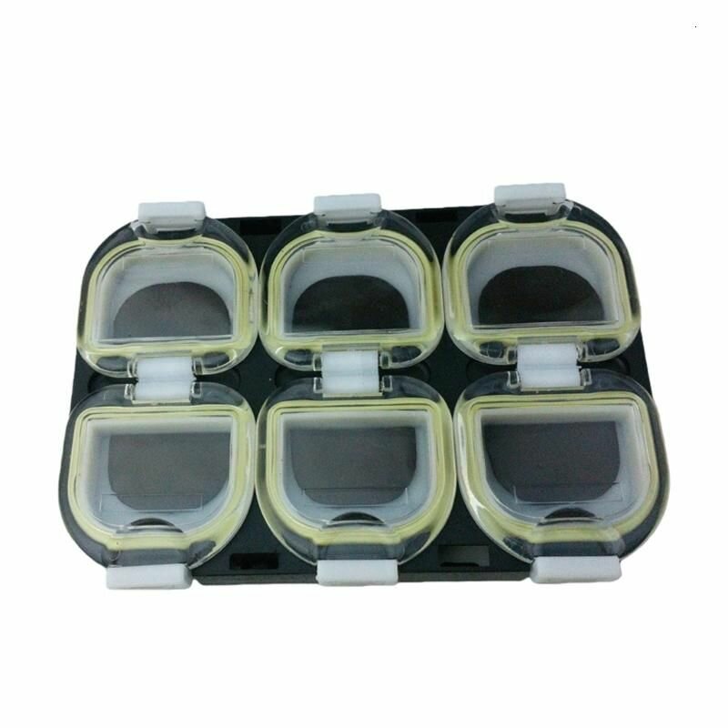 Магнитная коробка для рыболовных крючков с 6 отсеками и прозрачной крышкой, Черный