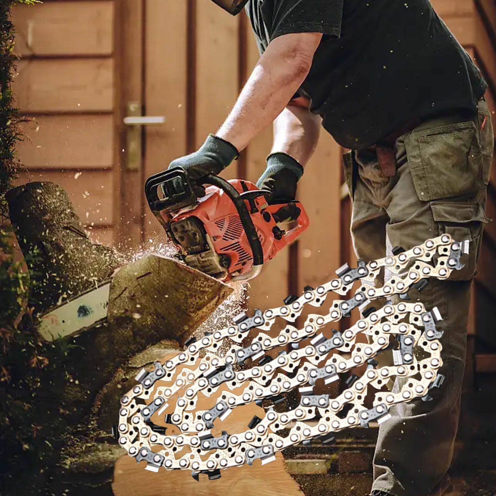 16-дюймовая цепь для пилы 3/8 дюйма 29 зубьев 59 звеньев электроинструмента