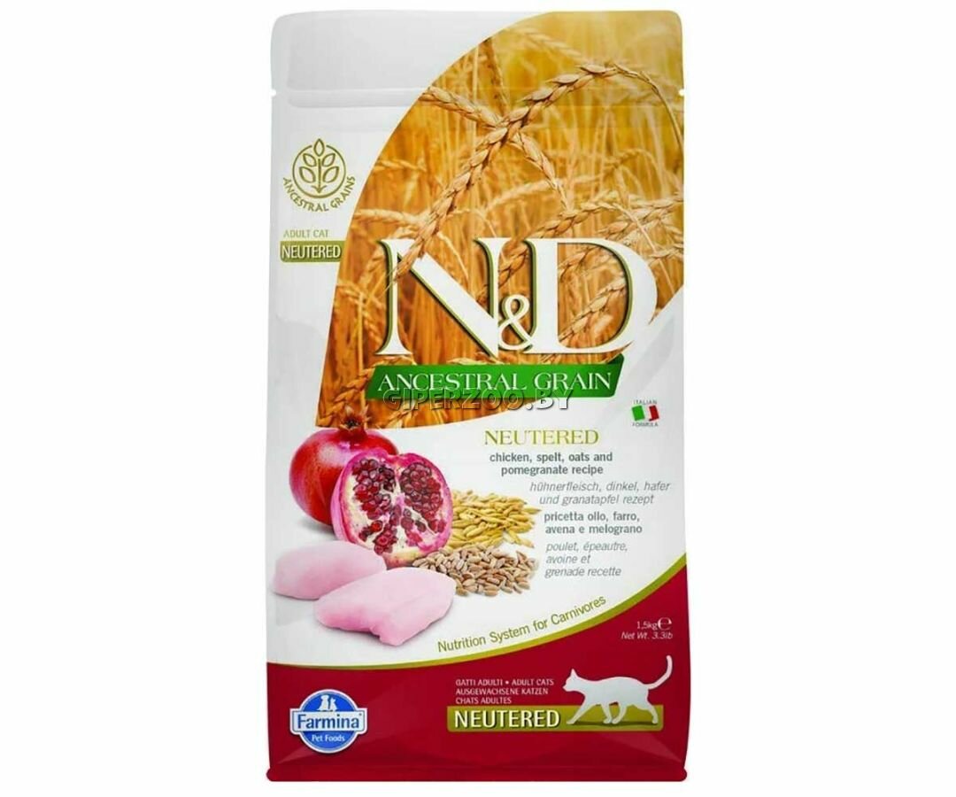 Сухой корм Farmina N&D 10 кг для стерилизованных кошек и кастрированных котов курица и гранат