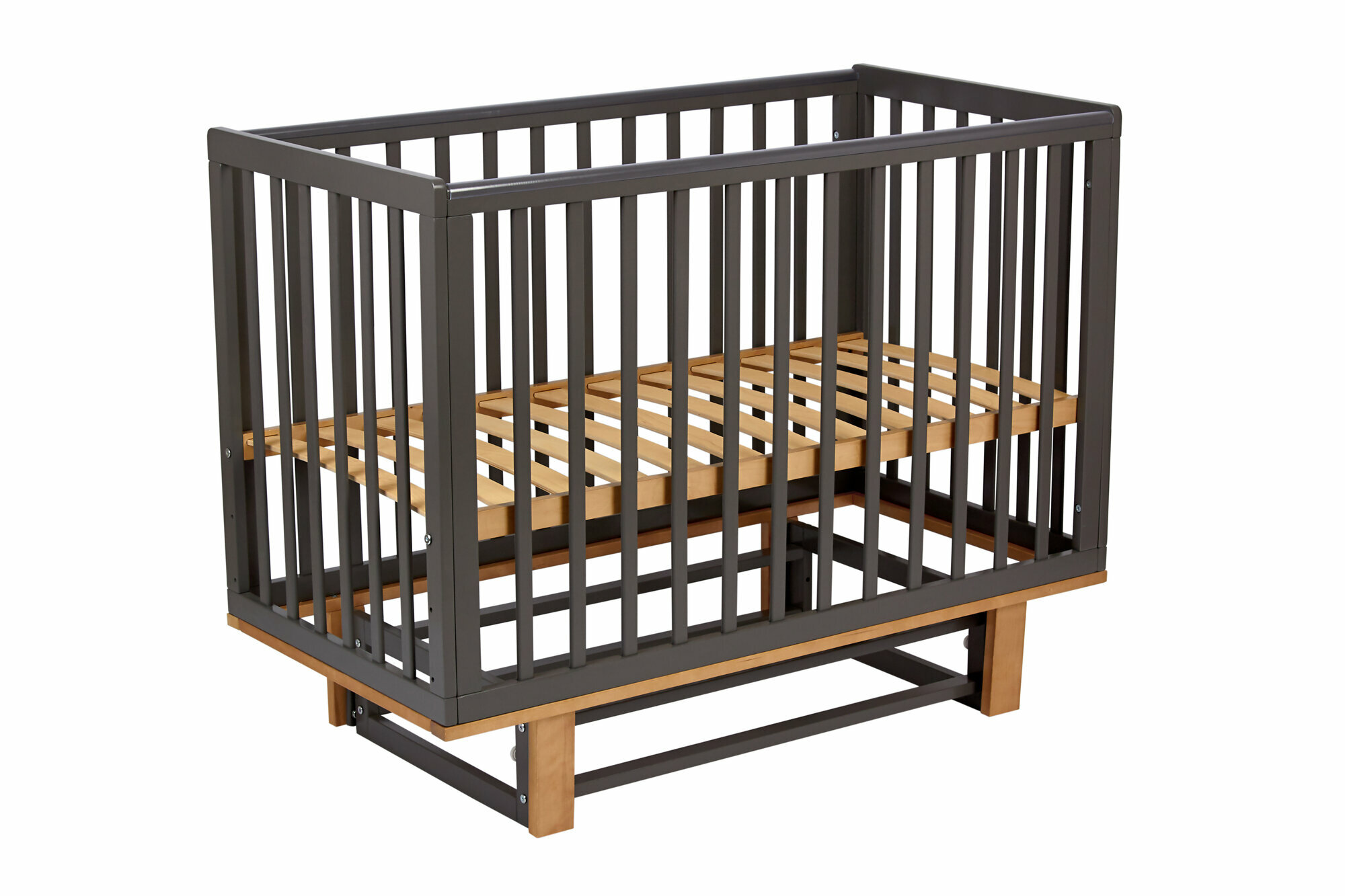 Кроватка детская Polini kids Simple 340 с маятником, графит-дуб крафт золотой