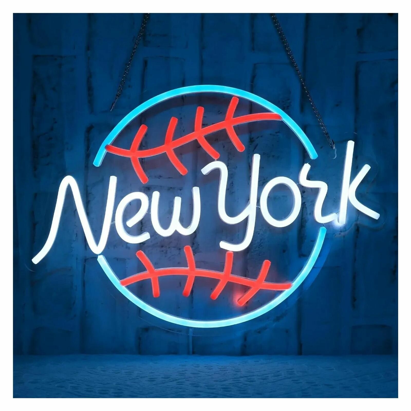 New York Неоновая Вывеска Бейсбольный Декор Для Стен 39,2смx28,7см