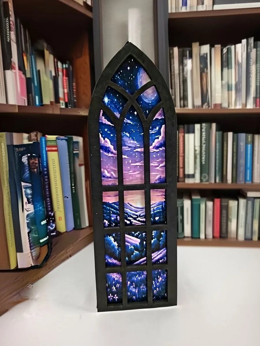 Подставка для закладок Букнук "Готическое окно", пластик, декоративная, черная