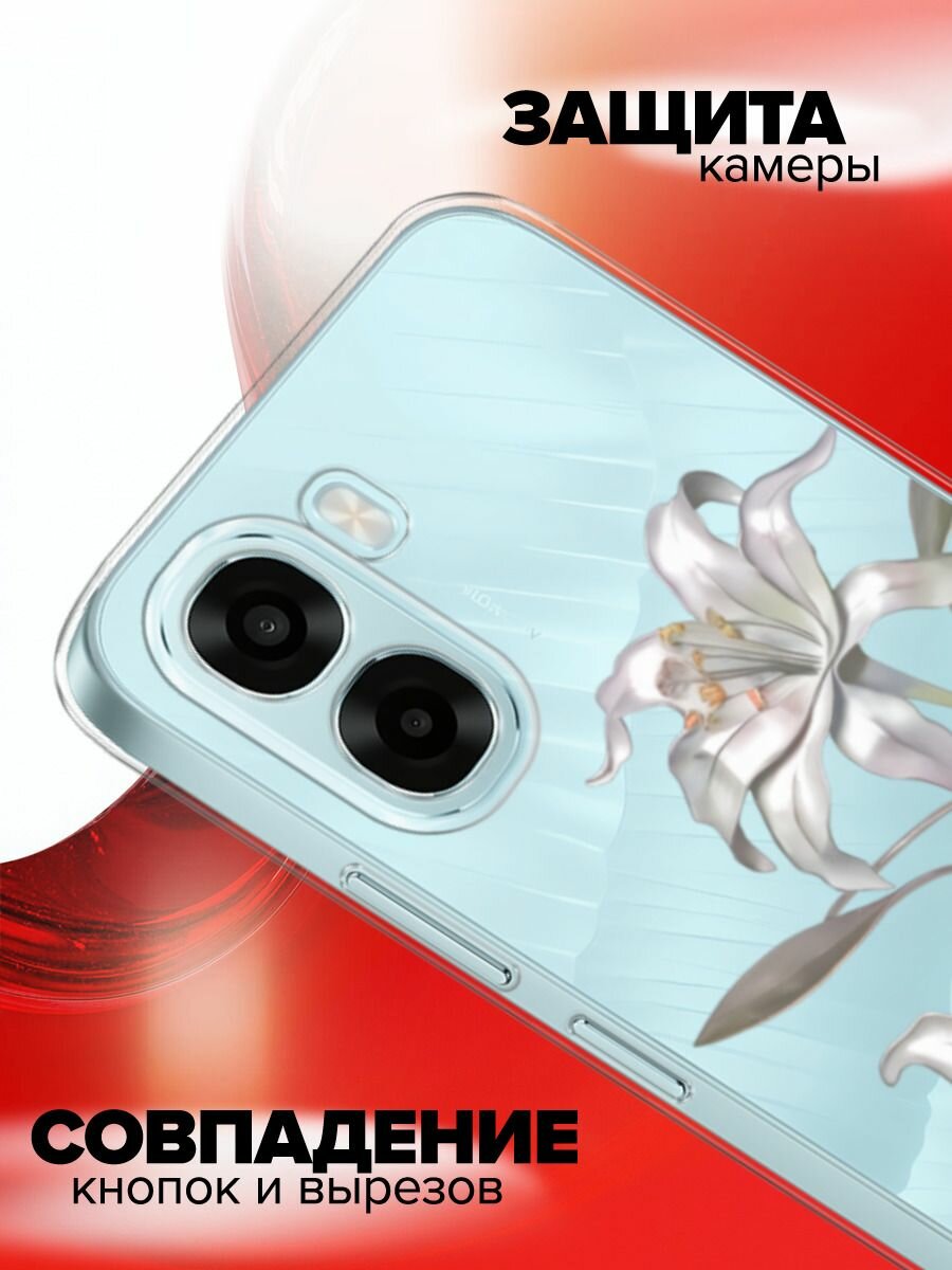 Силиконовый чехол на Oppo A6x / Оппо A6x с принтом Белые лиллии — фото 1