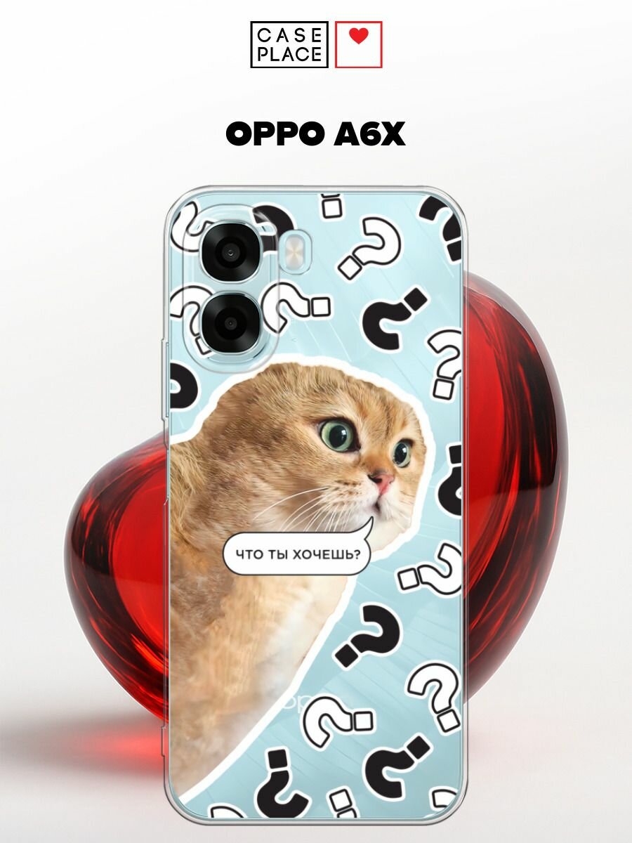 Силиконовый чехол на Oppo A6x / Оппо A6x с принтом С котом парный