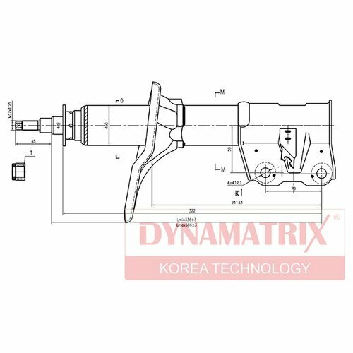 Амортизатор подвески газонаполненный Dynamatrix-Korea DSA334309 для Mitsubishi Carisma, Space Star