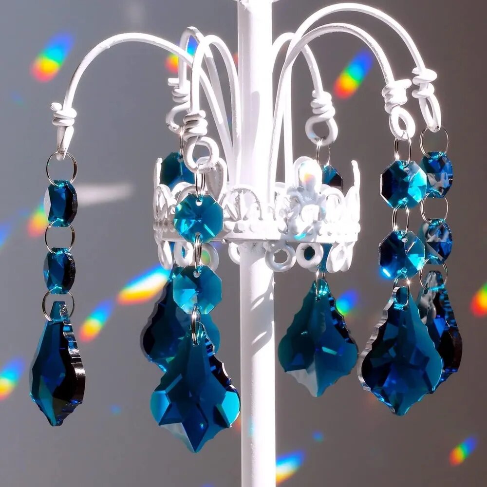 Украшение подвесное интерьерное, хрустальные подвески для люстры, синий