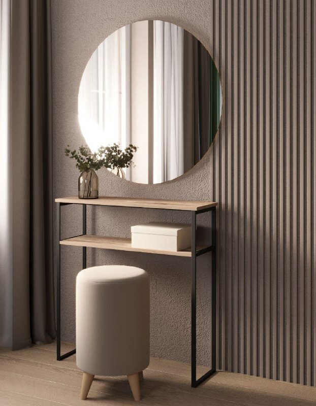 Столик MebelLoft18, для прихожей, 2 полки, 80x85x25 см, чёрный — фото 1