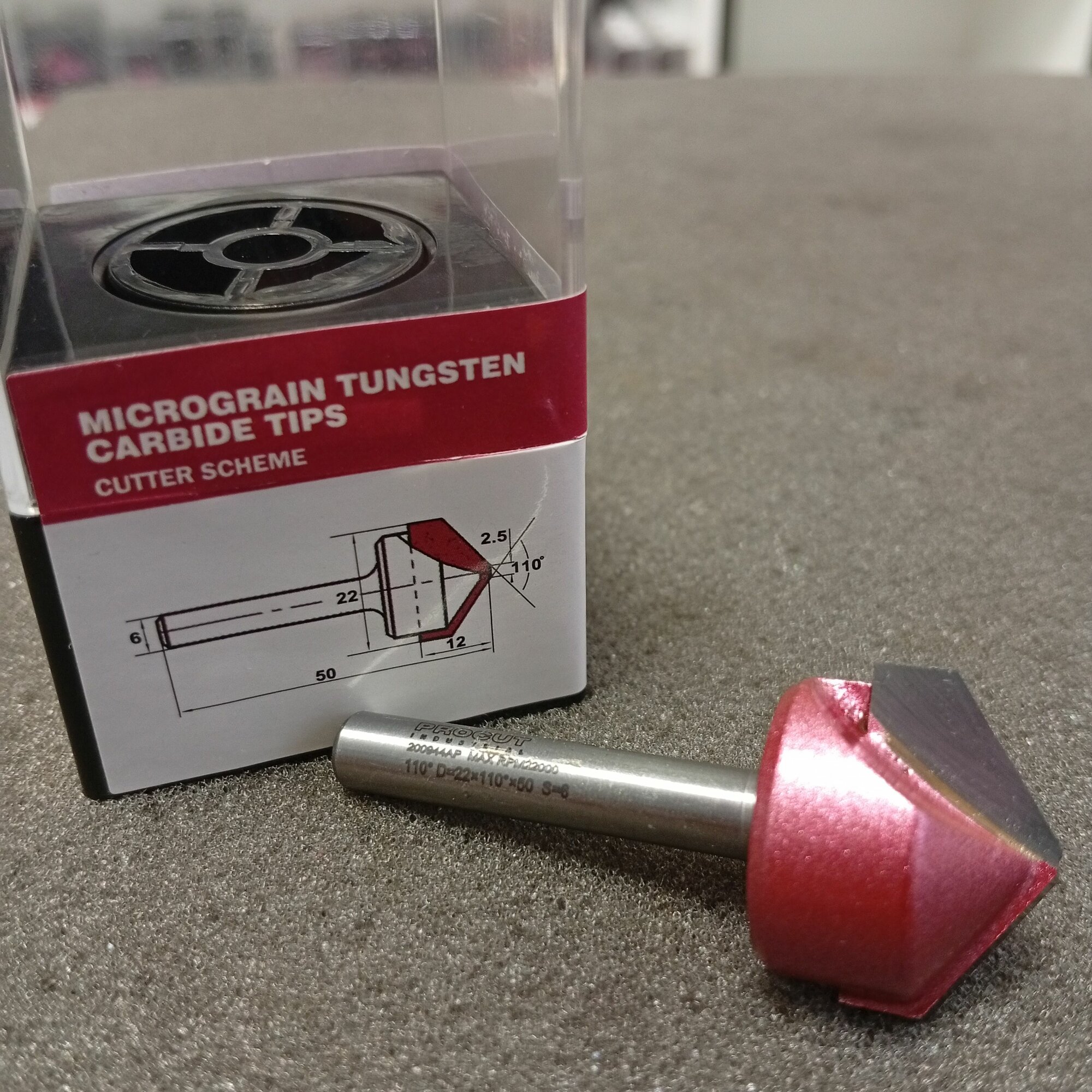 Фреза для сгибания алюминия и композитов V 110 ( для Alucobond ) d1 2.5 D 22x12x50 S 6 PROCUT