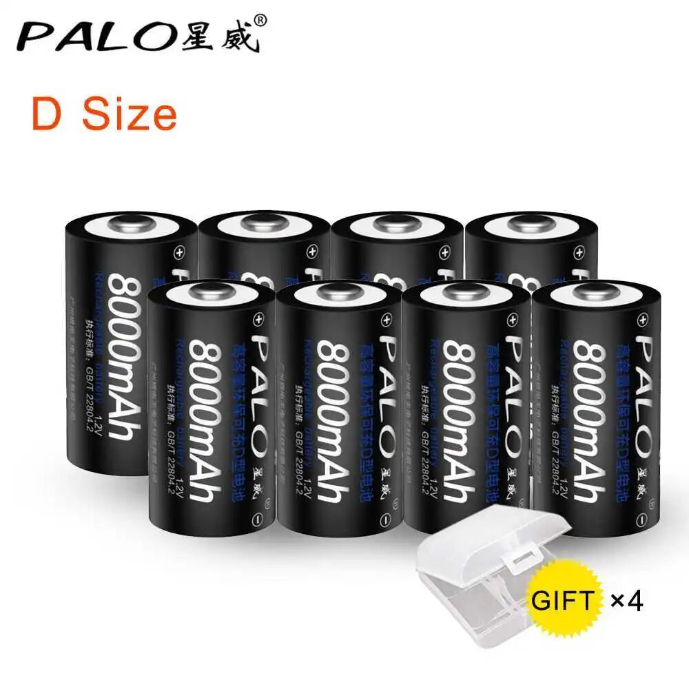 PALO Аккумуляторная батарея 8000 мАч тип D 8PCS Black
