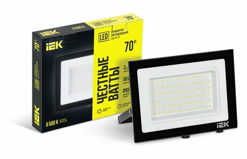 Прожектор светодиодный СДО 06-70 6500К IP65 черн. IEK LPDO601-70-65-K02