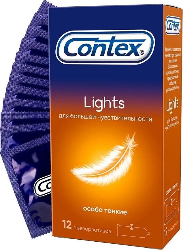Презерватив Contex Lights, ультратонкий, силиконовый, бесцветный, 12 штук