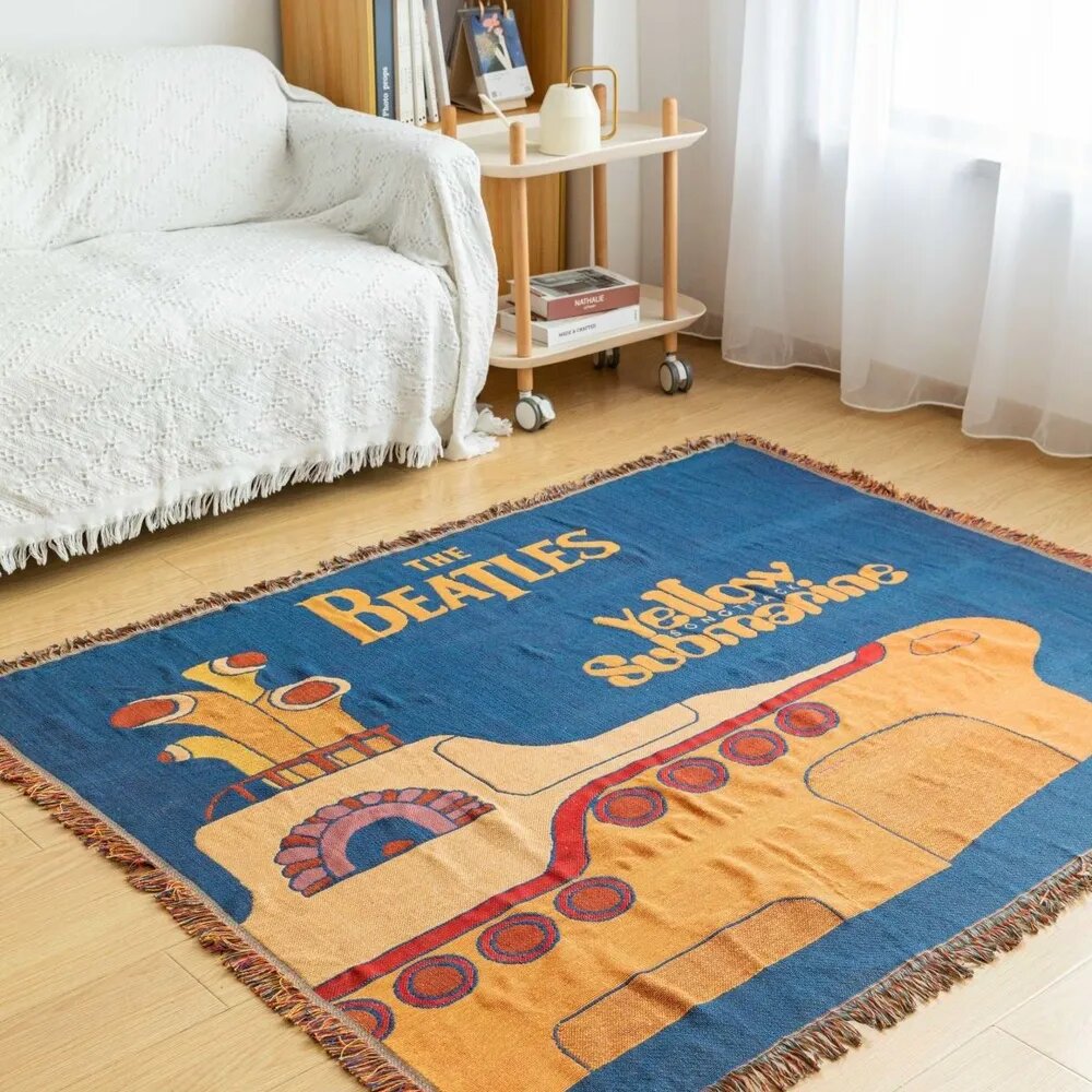 Плед пончо The Beatles Yellow Submarine из полиэфирного волокна, 160 см х 130 см, для пикника