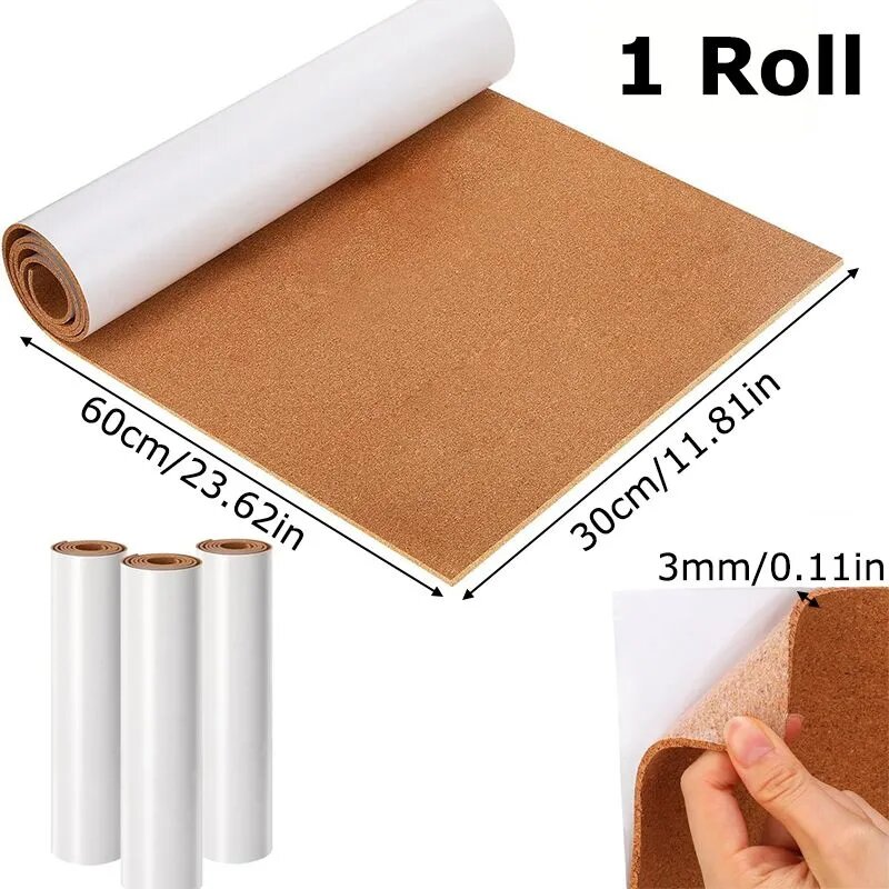 Пробковый лист самоклеющийся,3мм,30х60см,1 рулон