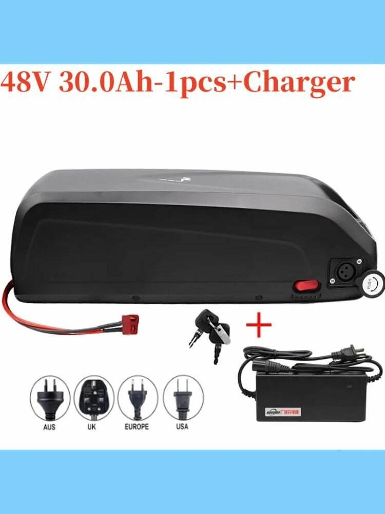 Премиальный аккумуляторный пакет Hailong 48V 20Ah 30Ah на базе элементов 18650, предназначенный для электровелосипедов мощностью 500W и 1000W, представляет собой литиевую батарею