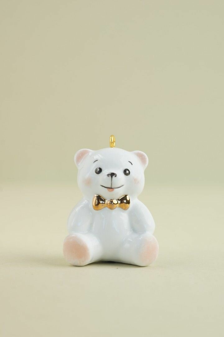 Ёлочная игрушка "Мишка-малышка". Ярославская майолика. Керамика ручной работы. Сделано в России.