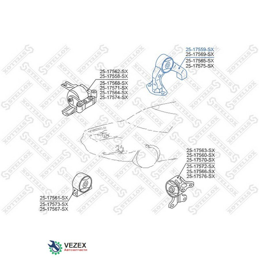 STELLOX 2517559SX подушка двигателя задняя!\ Mitsubishi Lancer CY2A/CY3A/CY4A -2007