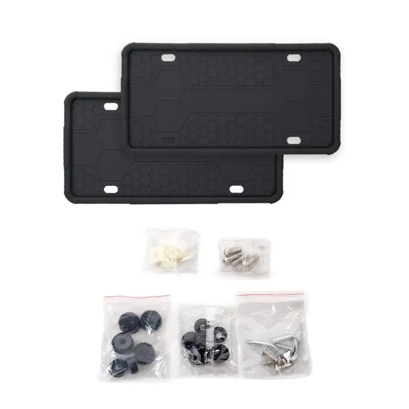 Набор Из 2 Силиконовых Черных Рамок Для Номерных Знаков: Крепления Для Передних Или Задних A1