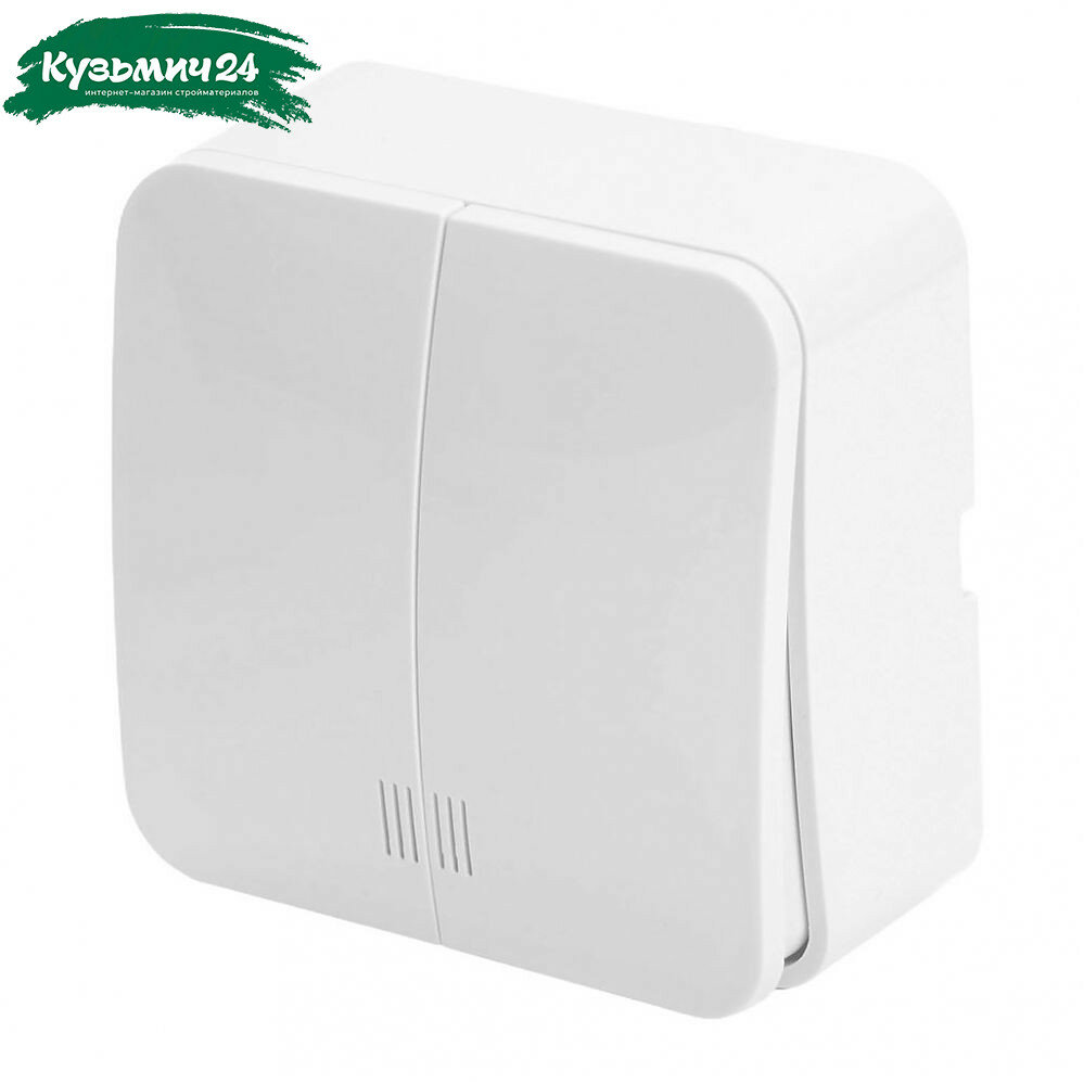 Выключатель двухклавишный Stekker MSW10-21-01 София 49290, накладной, с подсветкой, белый