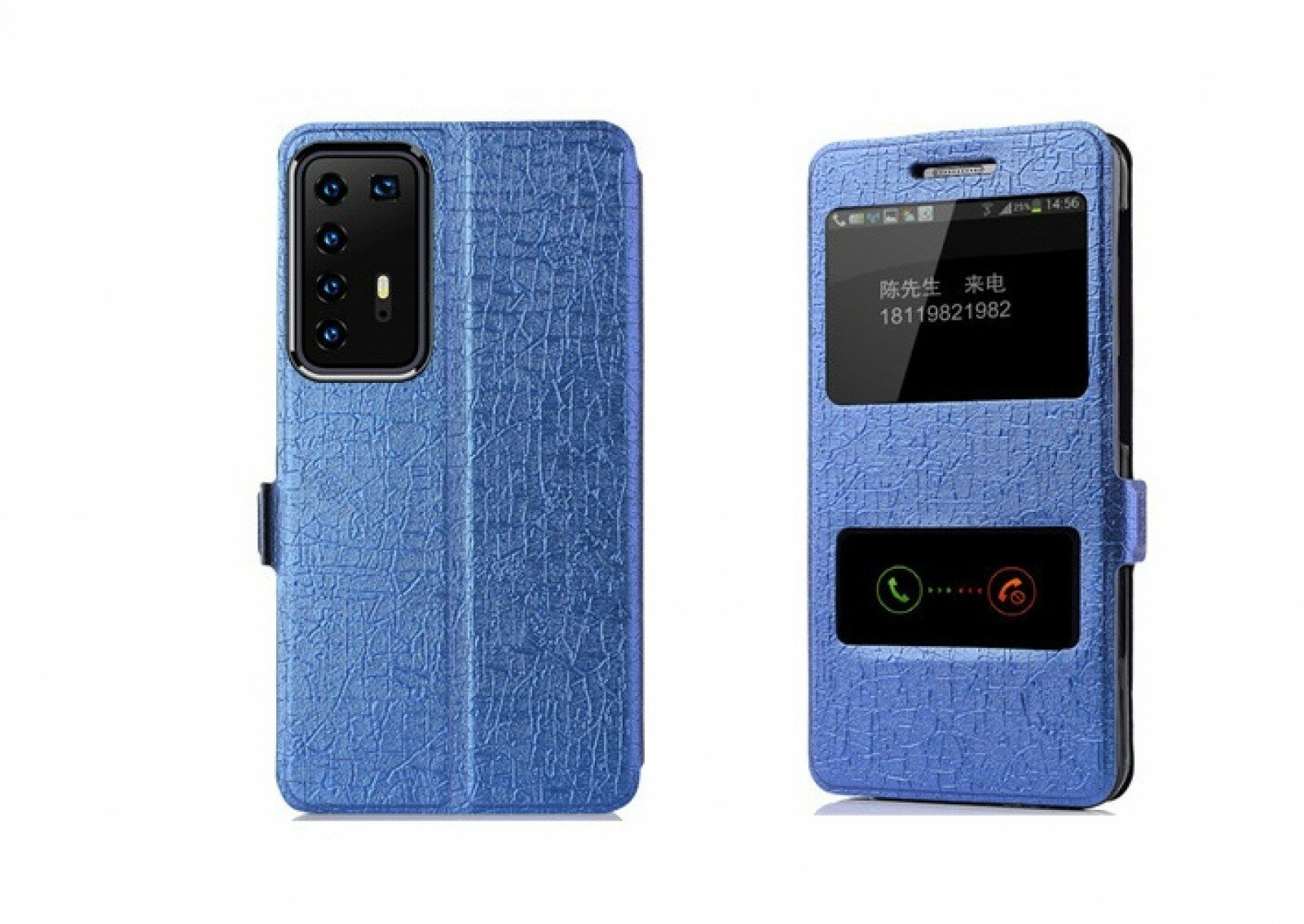 Чехол-книжка MyPads для Huawei P40 Pro с окном вызова и свайпом, синий