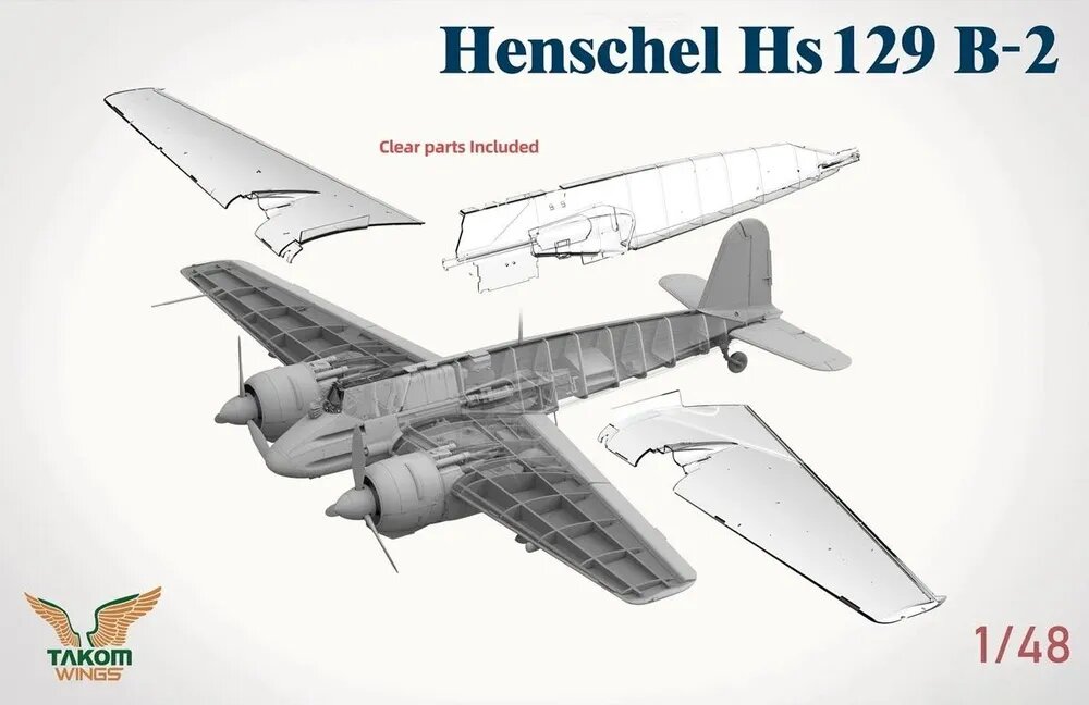 Сборная модель самолета TAKOM 48001 1/48 Henschel Hs129 B-2 с внутренним набором модели — фото 1