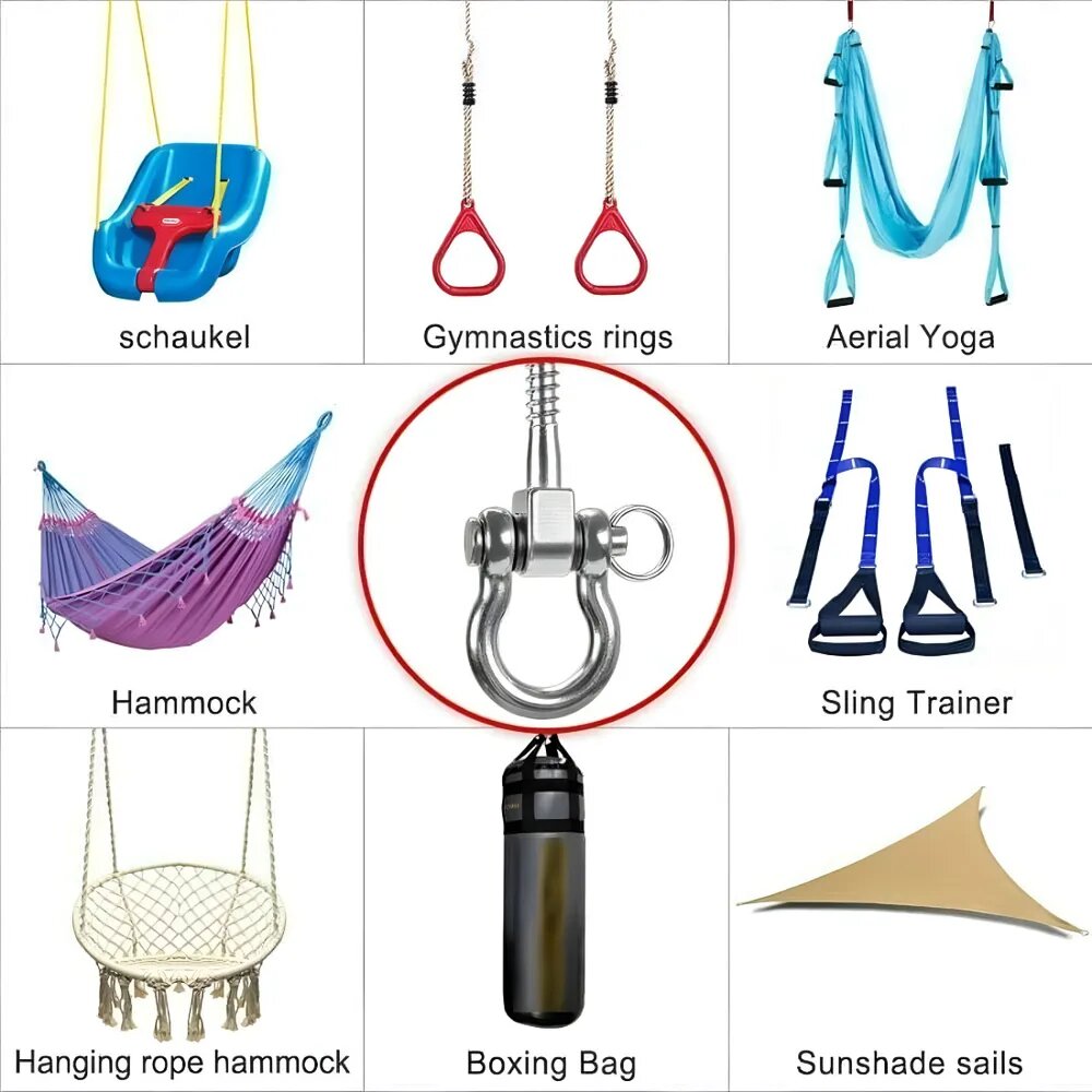 LAMIRO 2 крючка для потолка из нержавеющей стали SUS304, 900 кг, для гамаков, кресел, мешков с песком, с винтами.