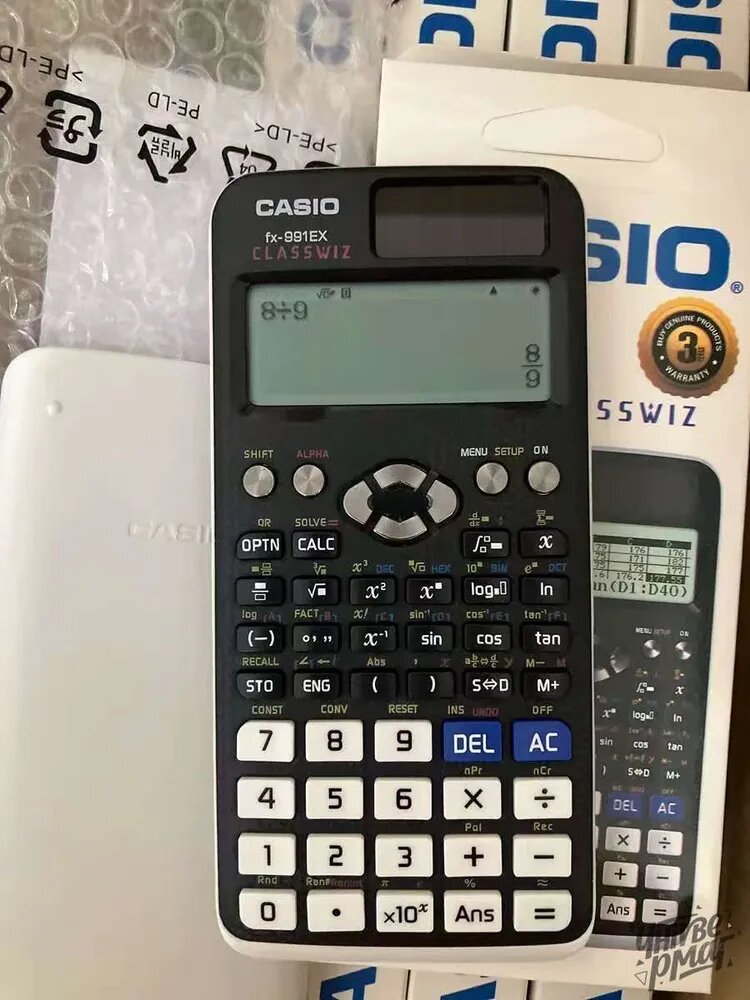Инженерный калькулятор Casio fx-991EX CLASSWIZ с 552 функциями, пластиковый, белый, карманный