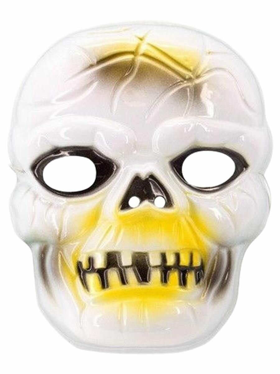 Маска WIDMANN "Череп", карнавальная, пластик, цвет желтый/белый/черный