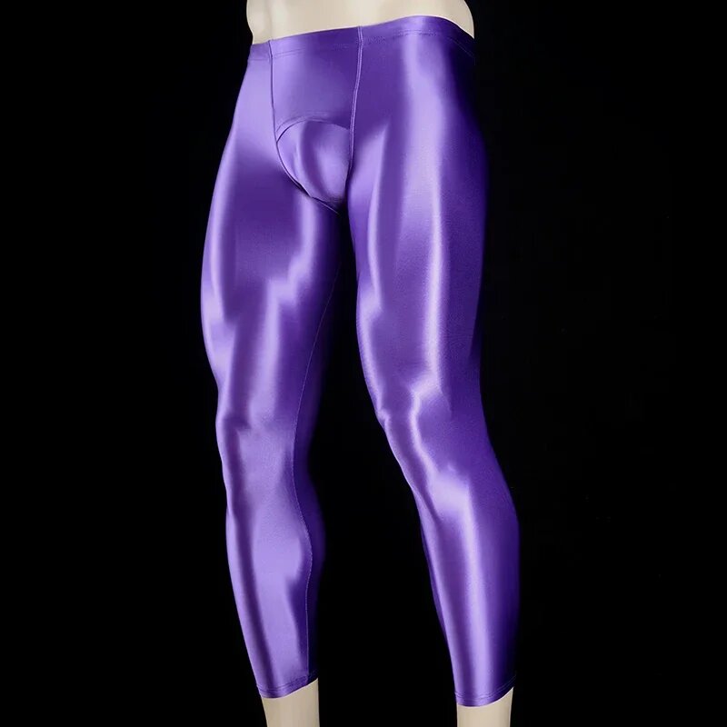 Сексуальное мужское нижнее белье YAULAANG, блестящие леггинсы, Мужские штаны для йоги, блестящие гладкие эластичные колготки со слоном